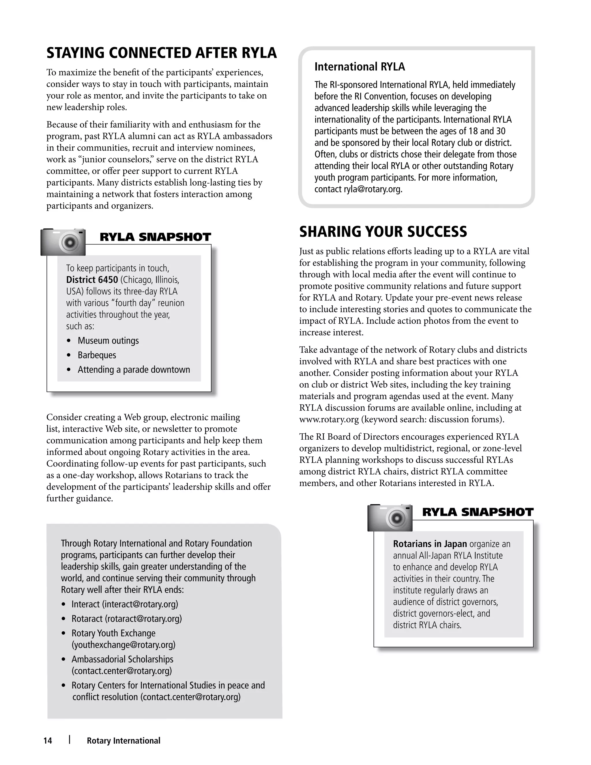 Rotary International RYLA Handbook | PDF