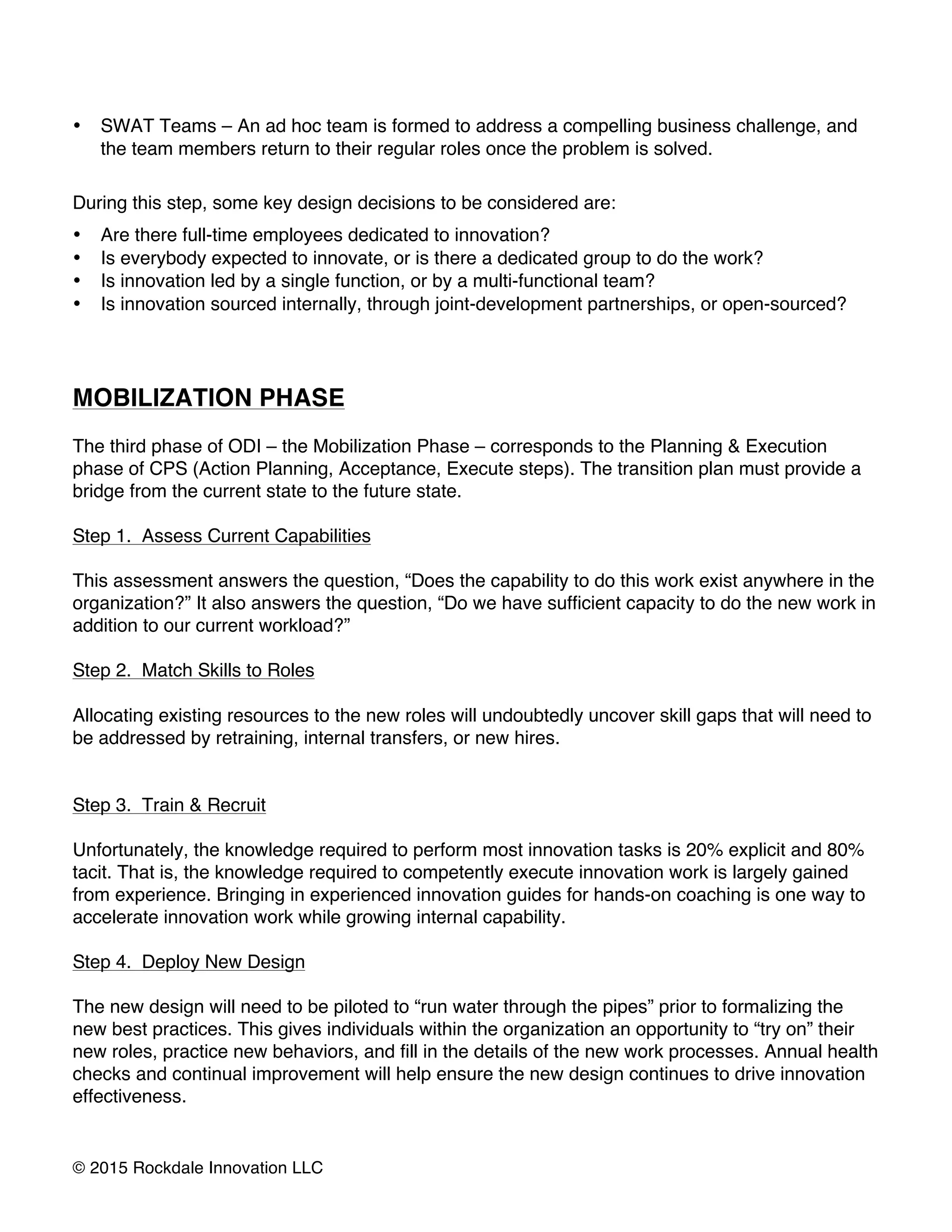 Organizational Design for Innovation | PDF