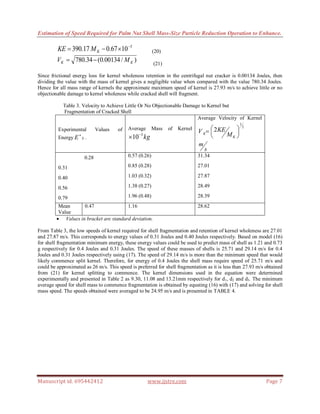 Estimation of Speed Required for Palm Nut Shell Mass-Size Particle ...