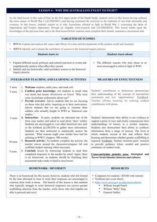 Stage 5 - Australians at War - Suite of Lesson | PDF