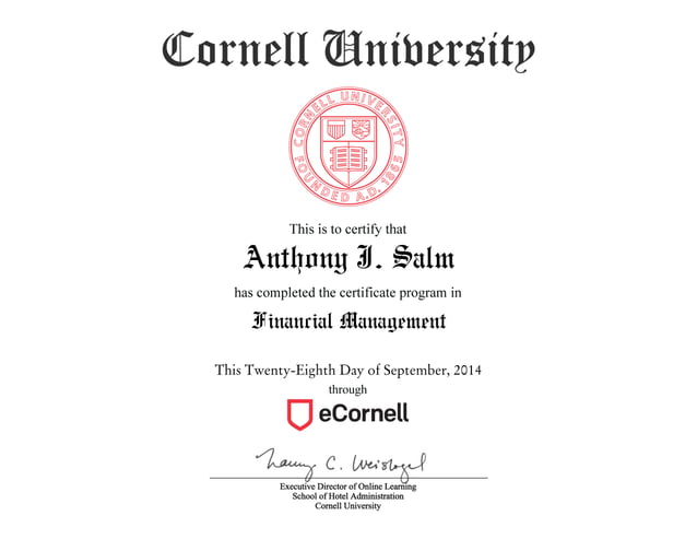 Cornell Certificate AS | PDF