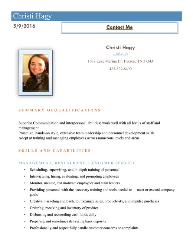 christi resume | PDF | Hospitality Industry | Industries