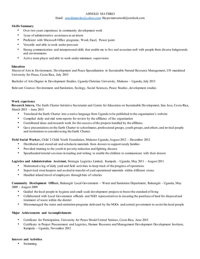 Arnold Matsiko Resume 2 | DOCX