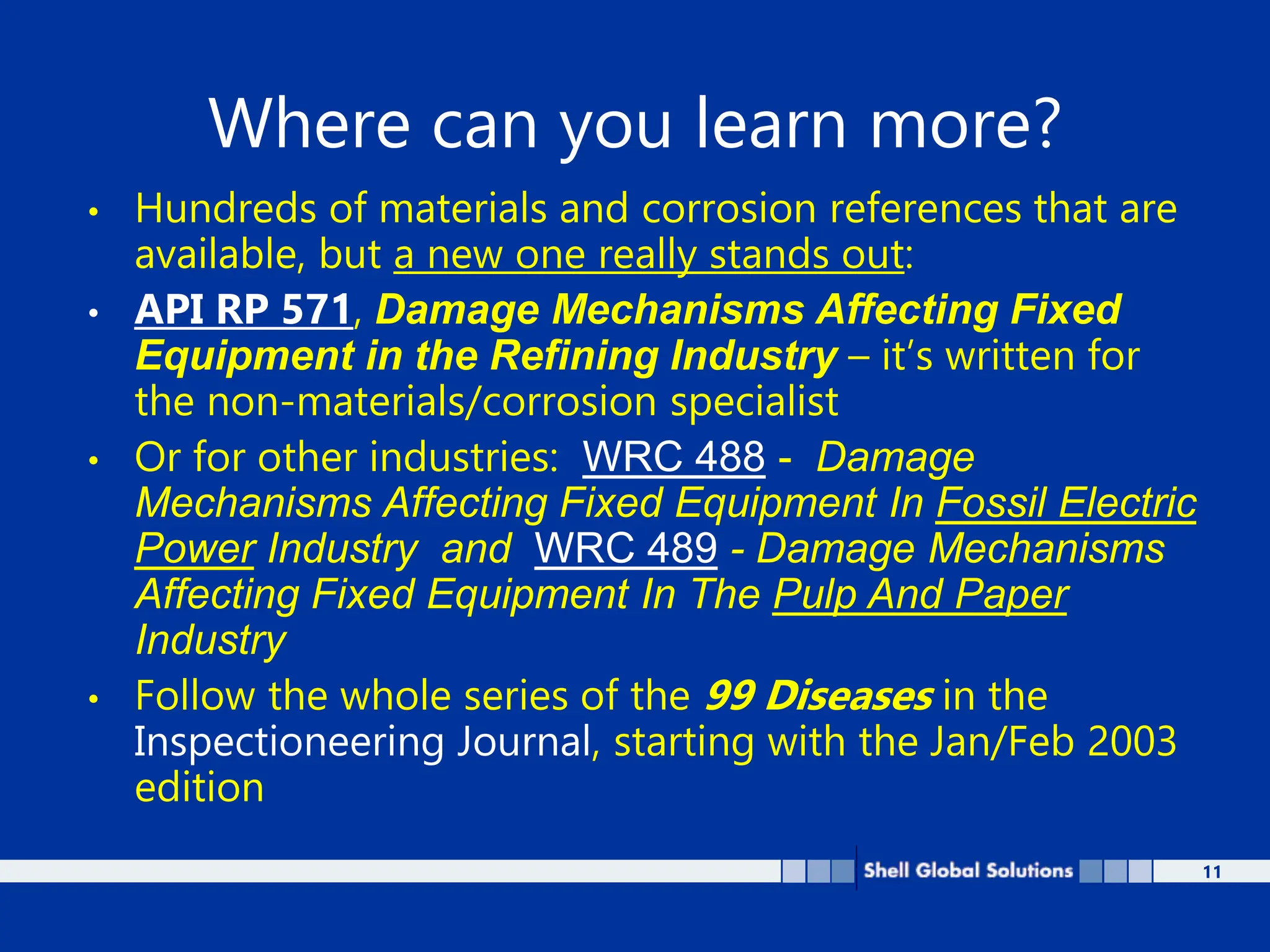 api 571 damage mechanisim for the industry | PPT