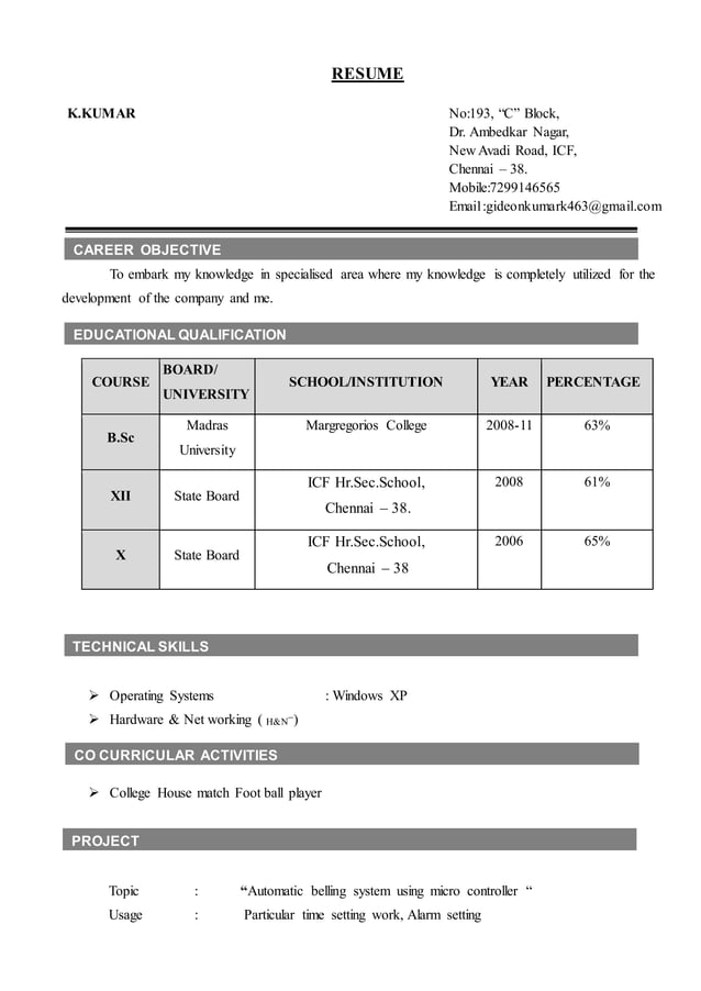 KUMAR RESUME1 | PDF