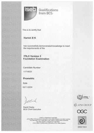 ITIL V3 Foundation Certificate | PDF