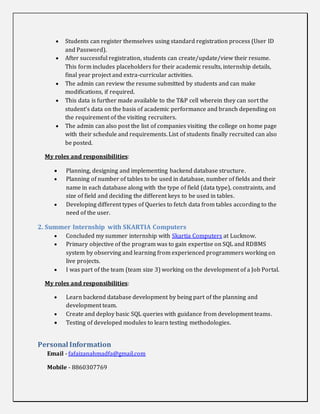 Resume - Faizan Ahmad | DOCX | Databases | Computer Software and Applications