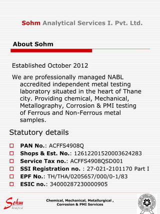 Company profile SASIPL | PPSX | Chemistry | Science