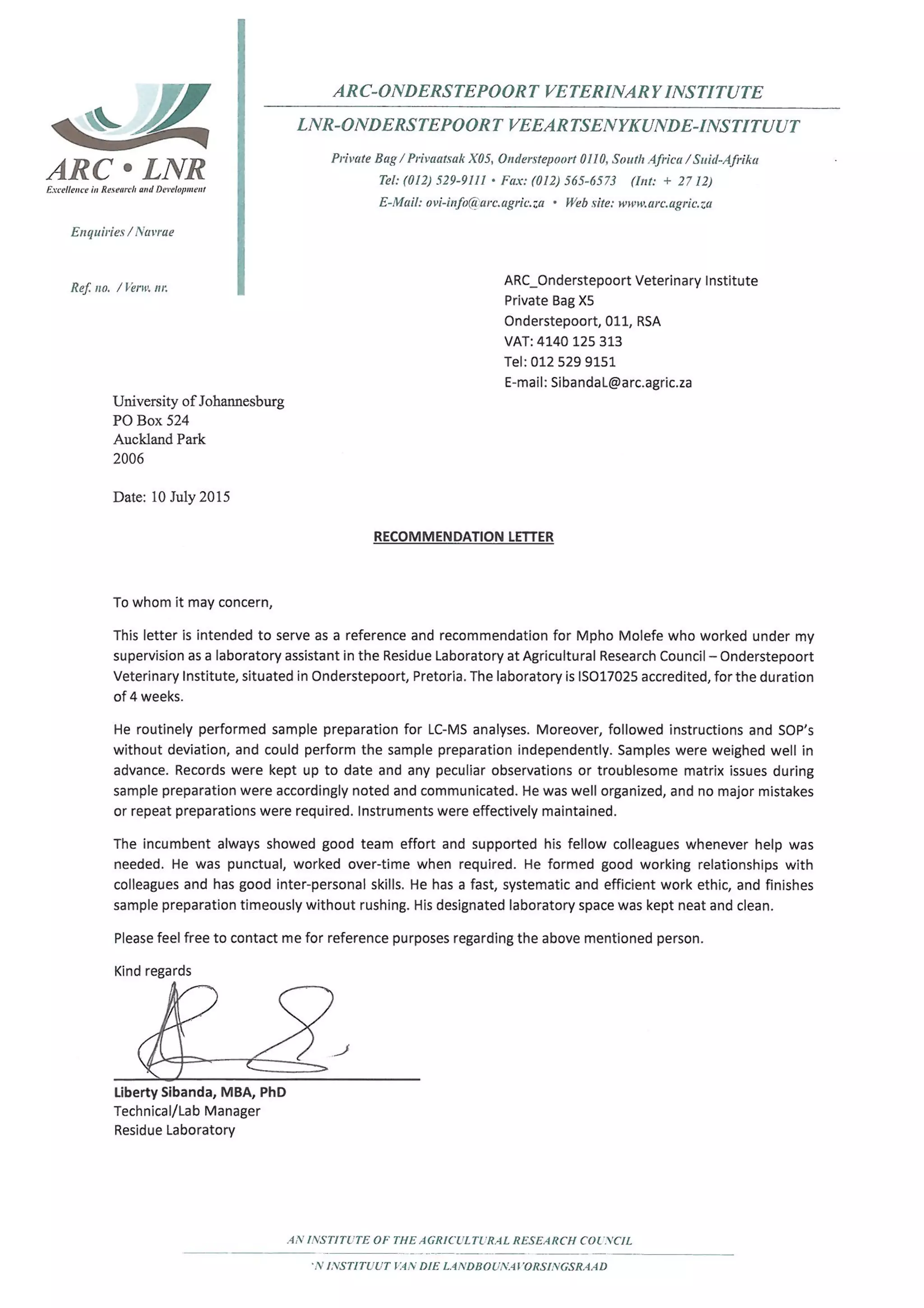 ARC_OVI Recommendation Letter | PDF