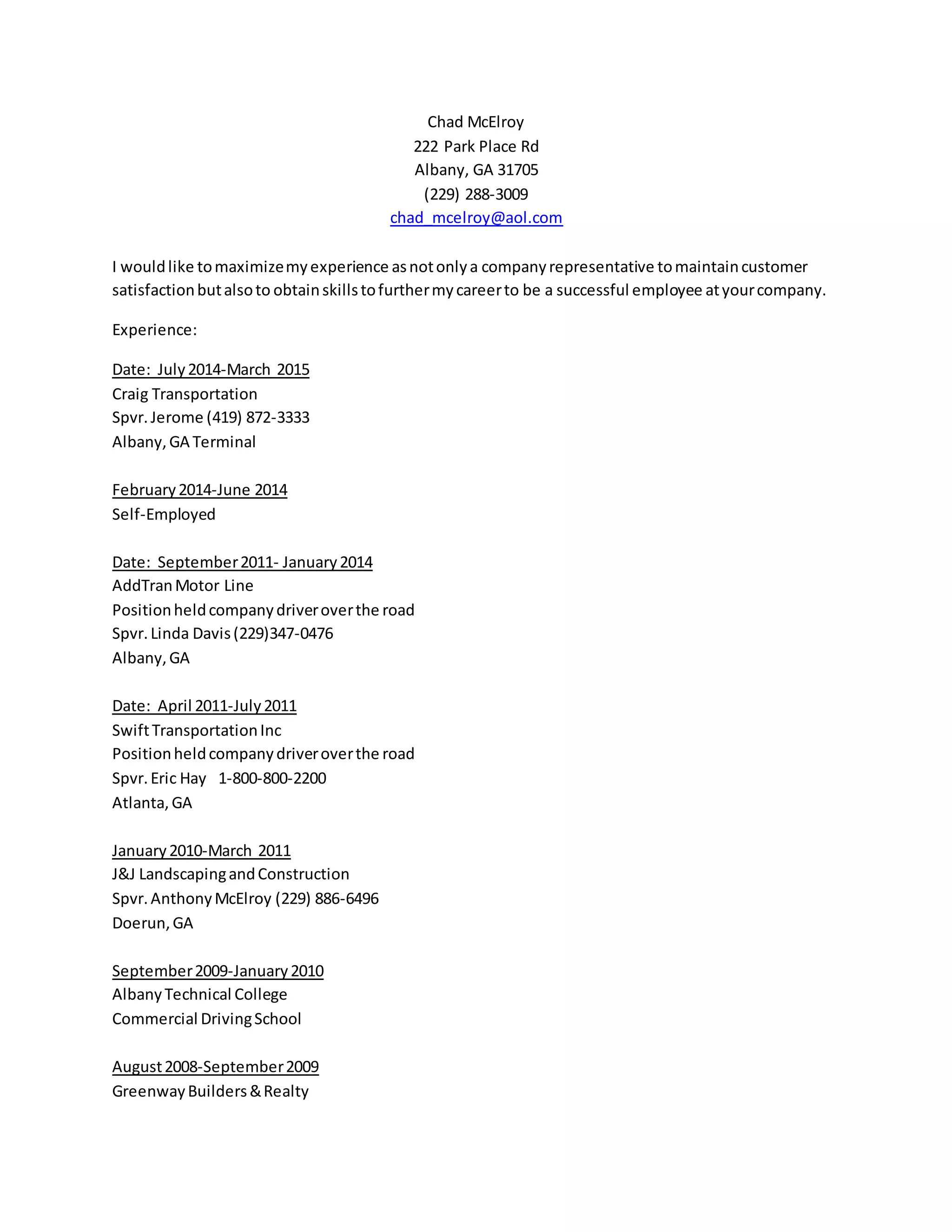 Chad McElroy Resume | PDF