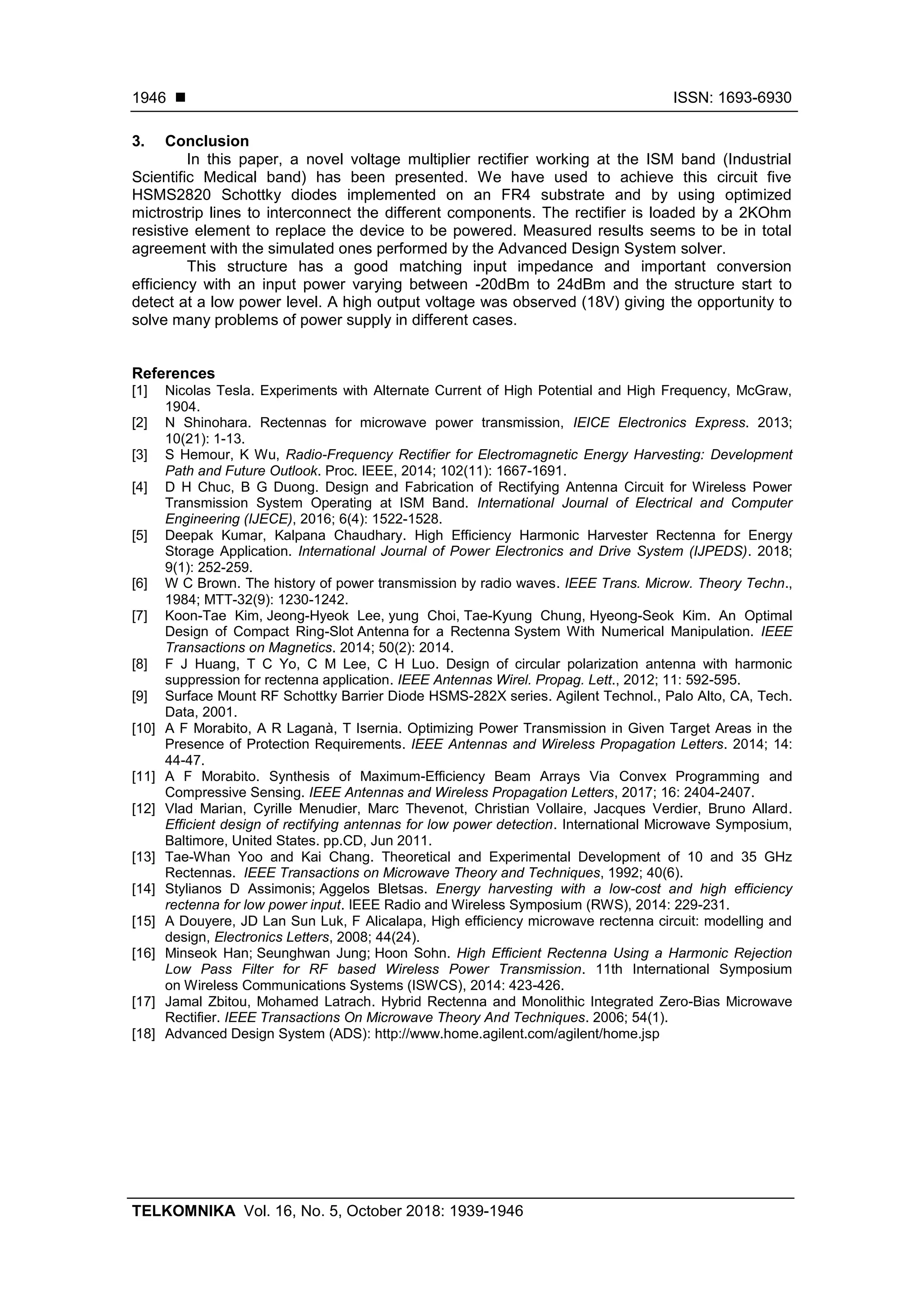 A New Configuration of a High Output Voltage 2.45 GHz Rectifier for ...