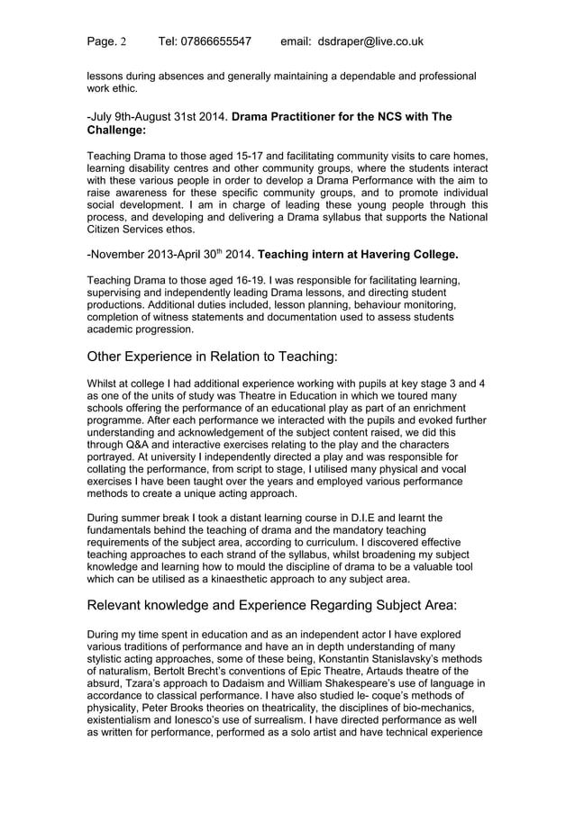 Drama Practitioner CV 2015 | PDF