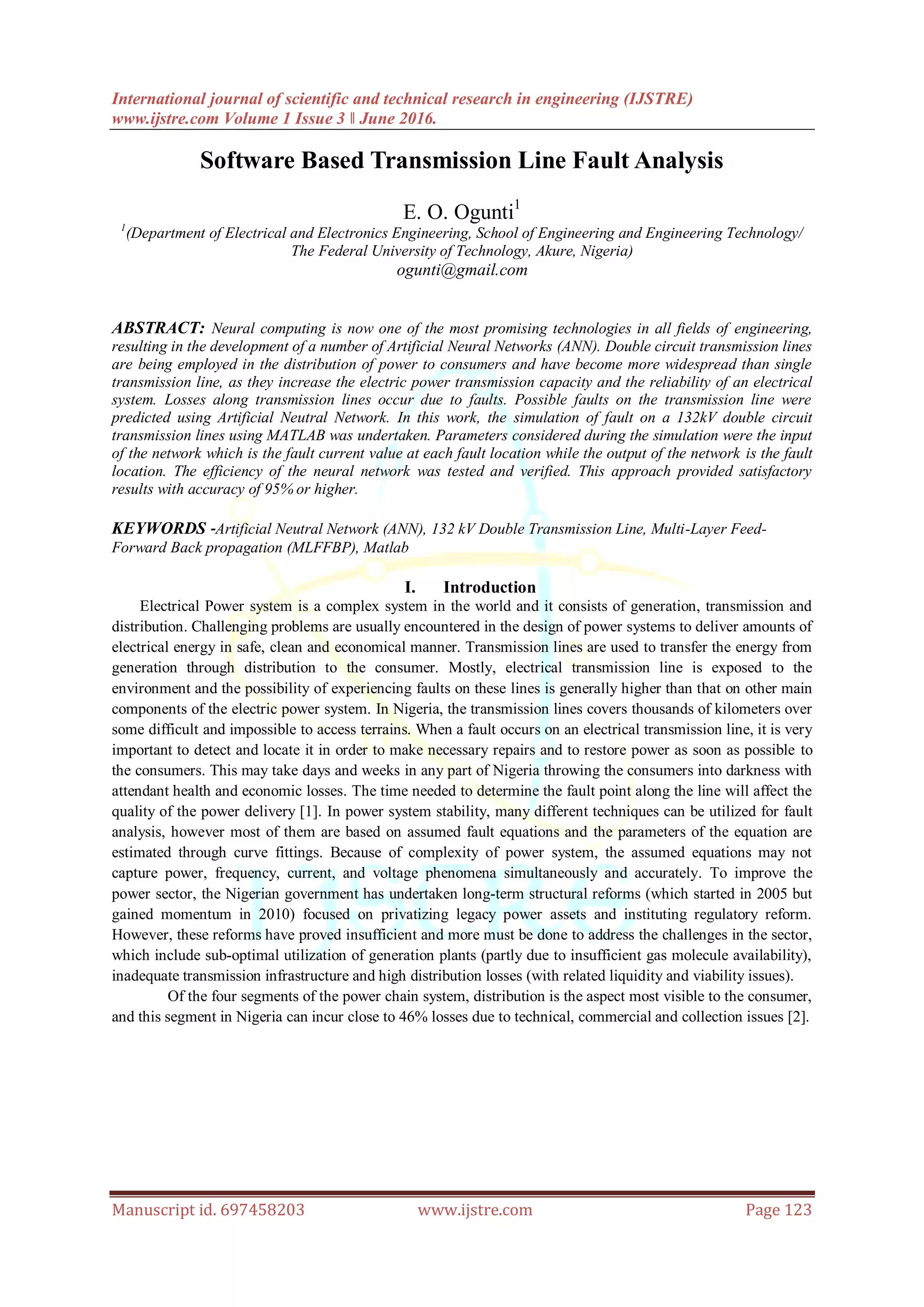 Software Based Transmission Line Fault Analysis | PDF