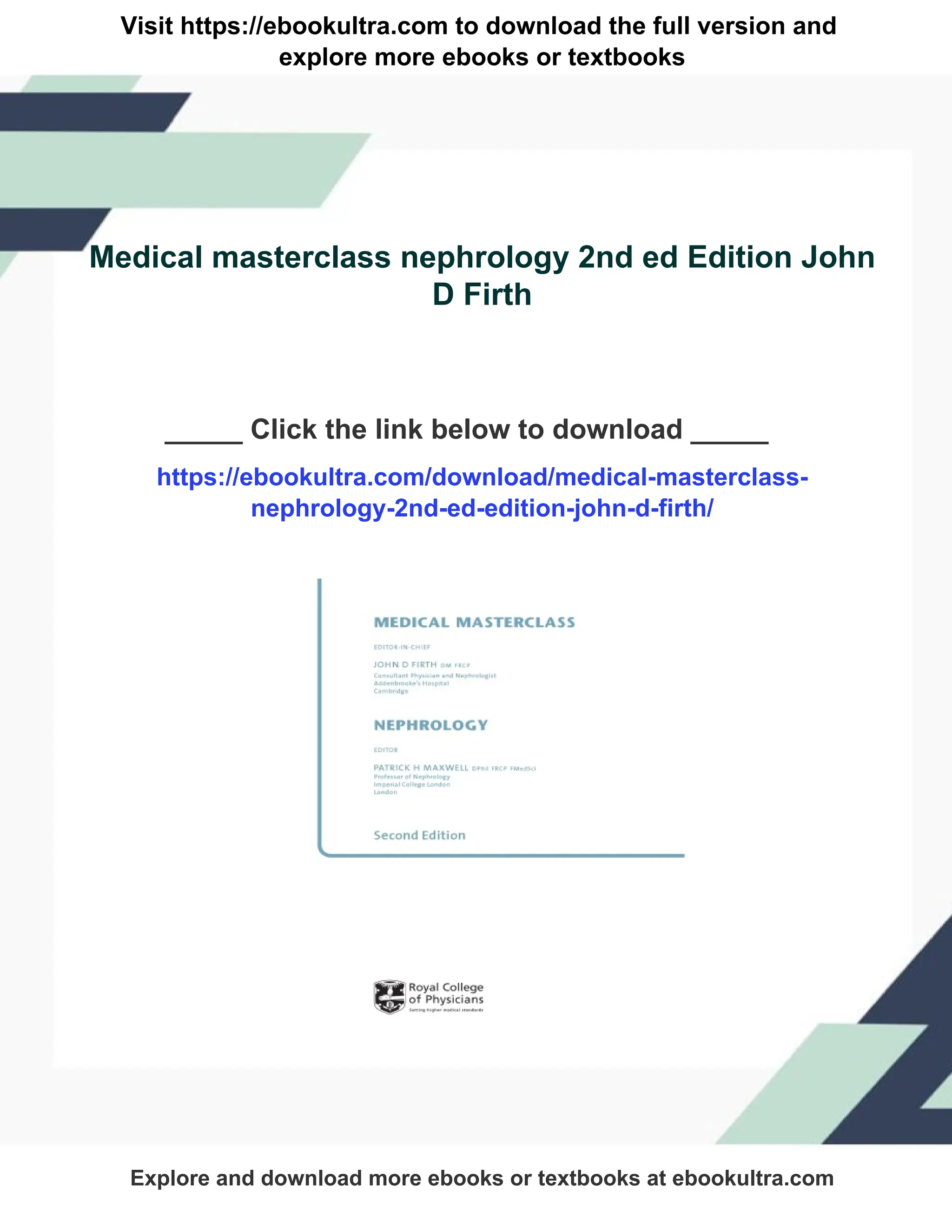 Medical masterclass nephrology 2nd ed Edition John D Firth | PDF