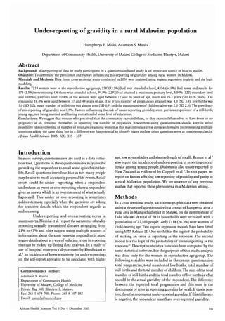 Underreporting gradivity in a rural Malawian population | PDF
