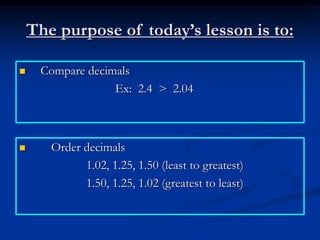 Comparing and Ordering Decimals | PPT