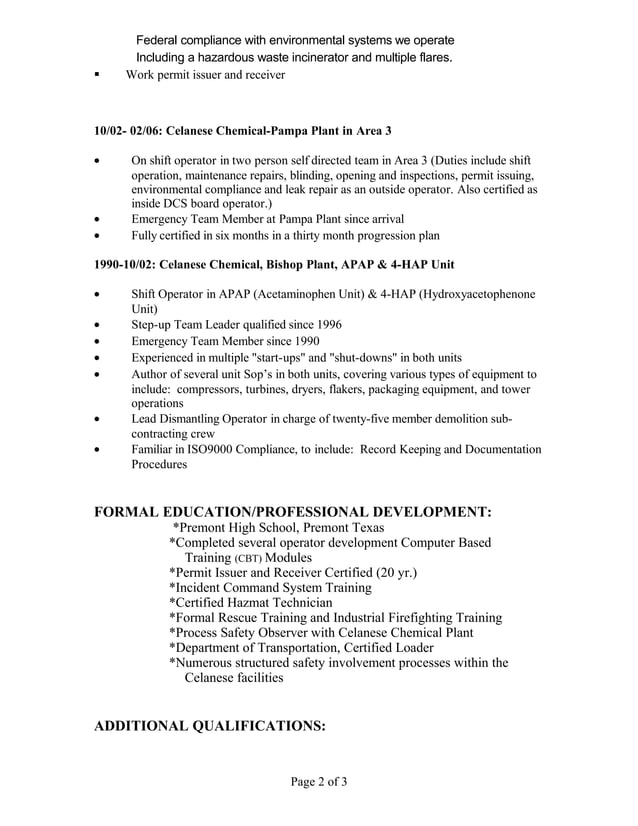 tonyresume | DOC | Business and Finance