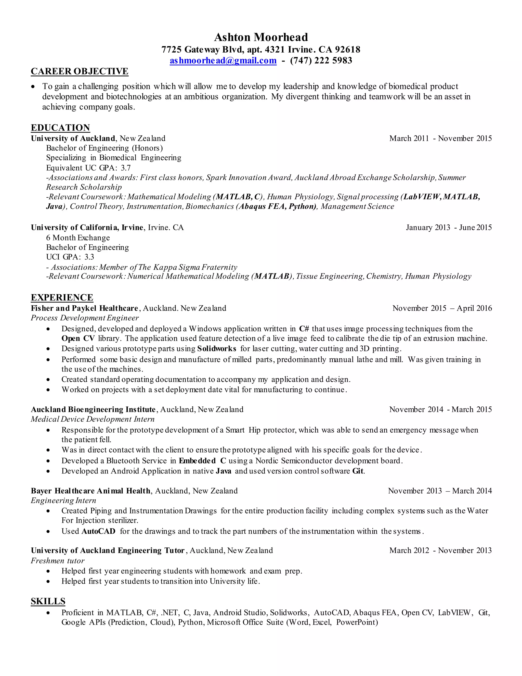 Ash Moorhead - Resume | PDF