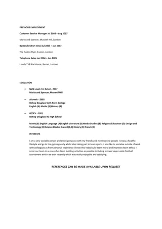 Brett Aitchison cv | PDF
