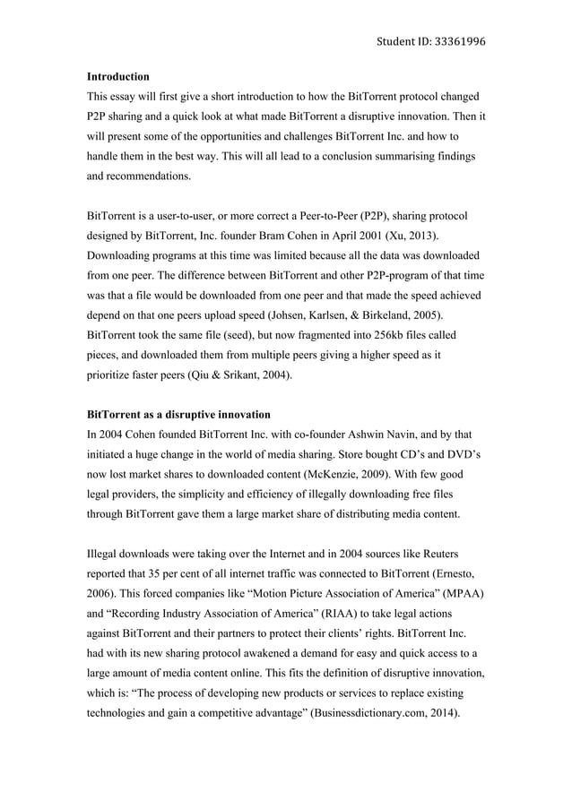 Innovation Case Study BitTorrent | PDF