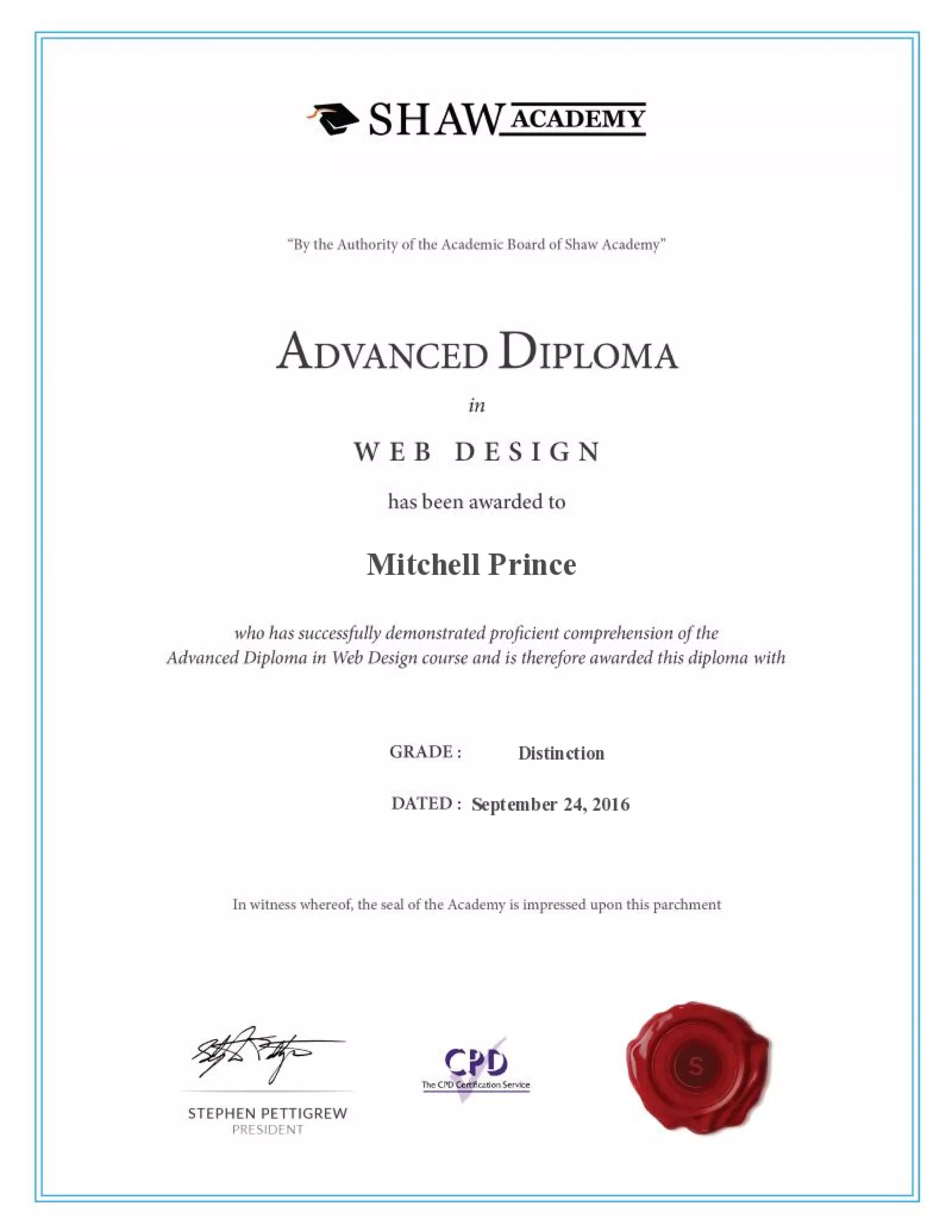 Mitchell Prince-Advanced Web Design Diploma | PDF