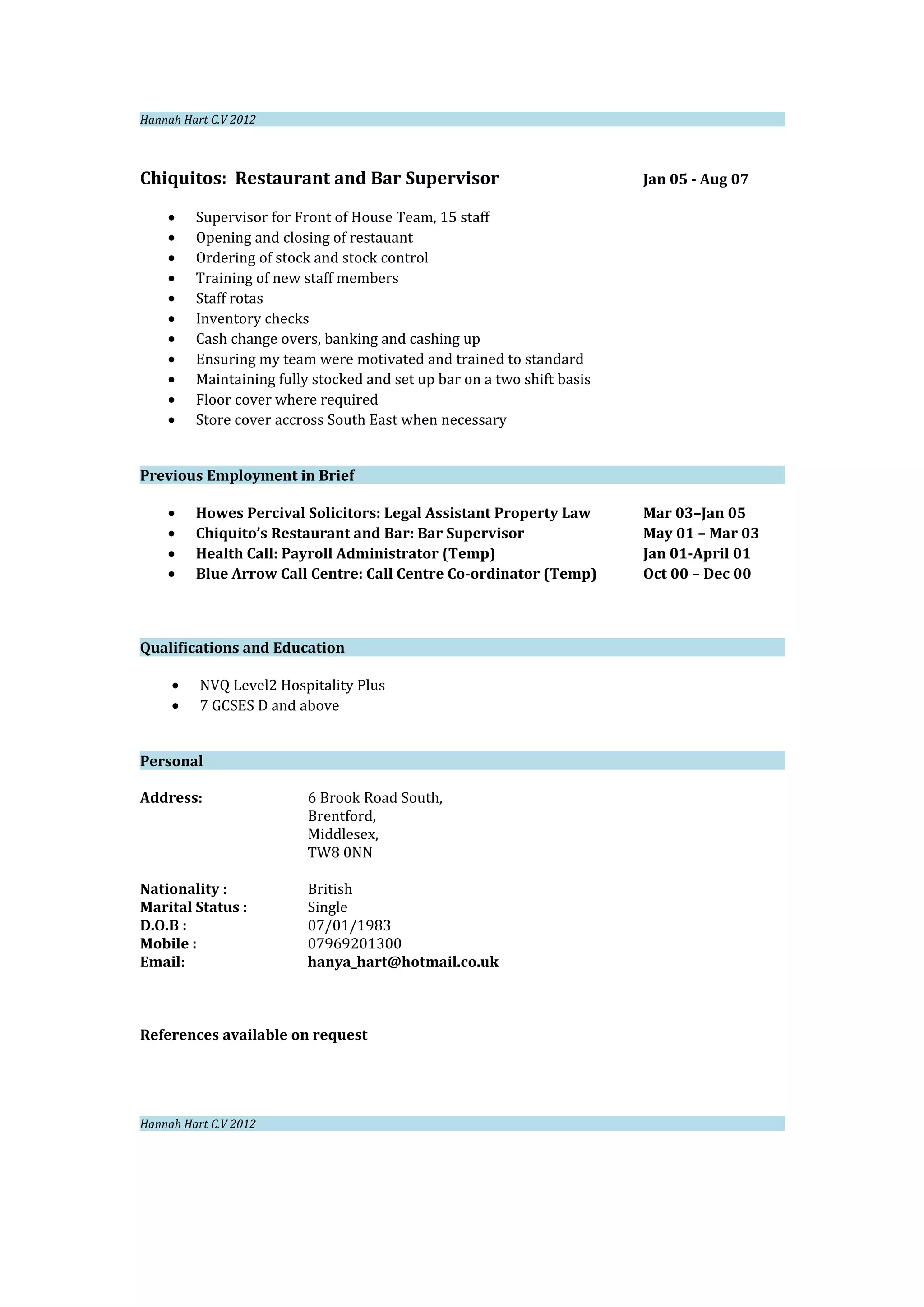 Hannah_Hart_CV | PDF