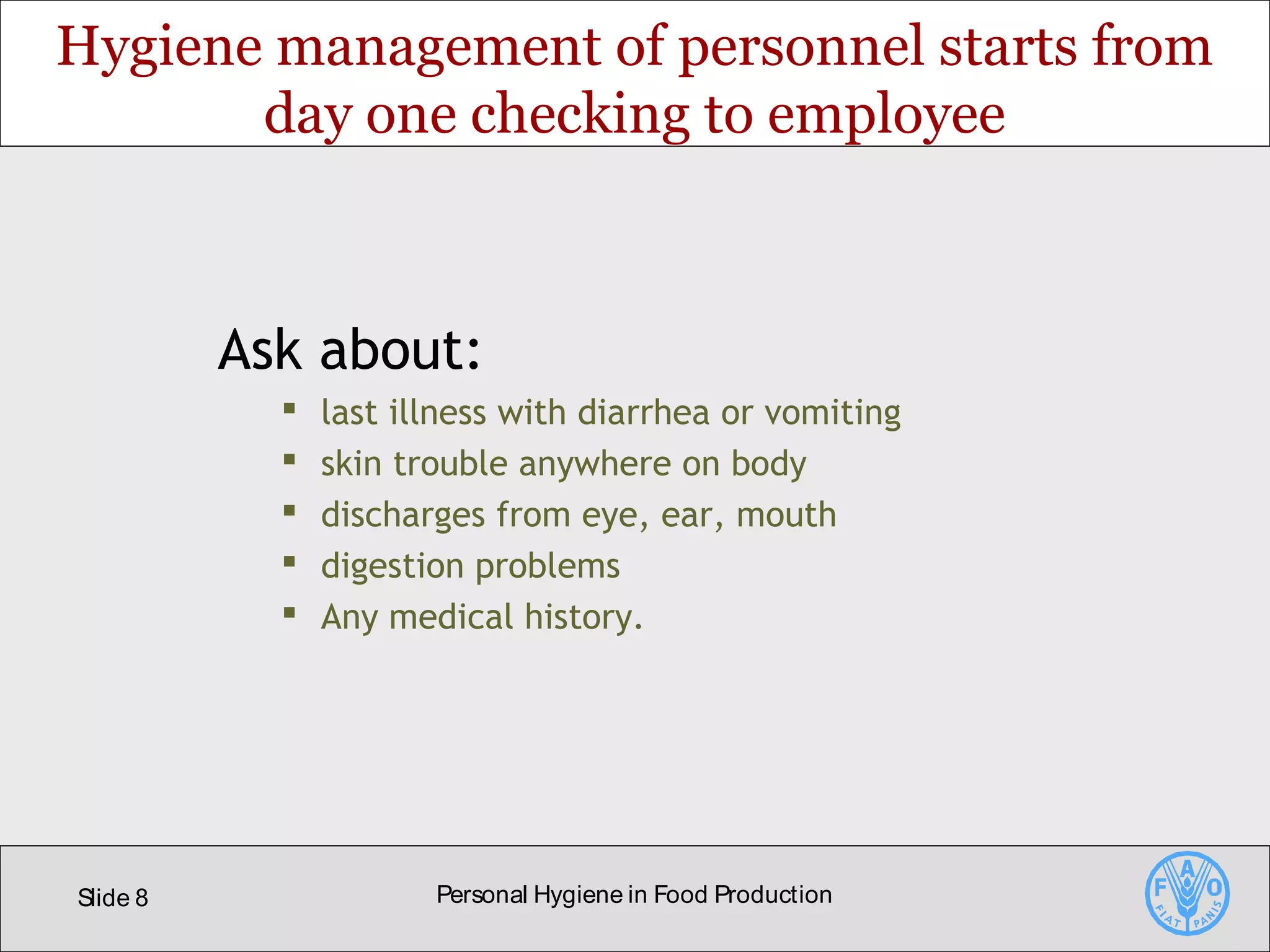 Personal Hygiene in Food Production - dowload | PPT