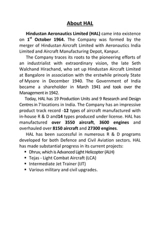 Summer Training Report HAL | PDF