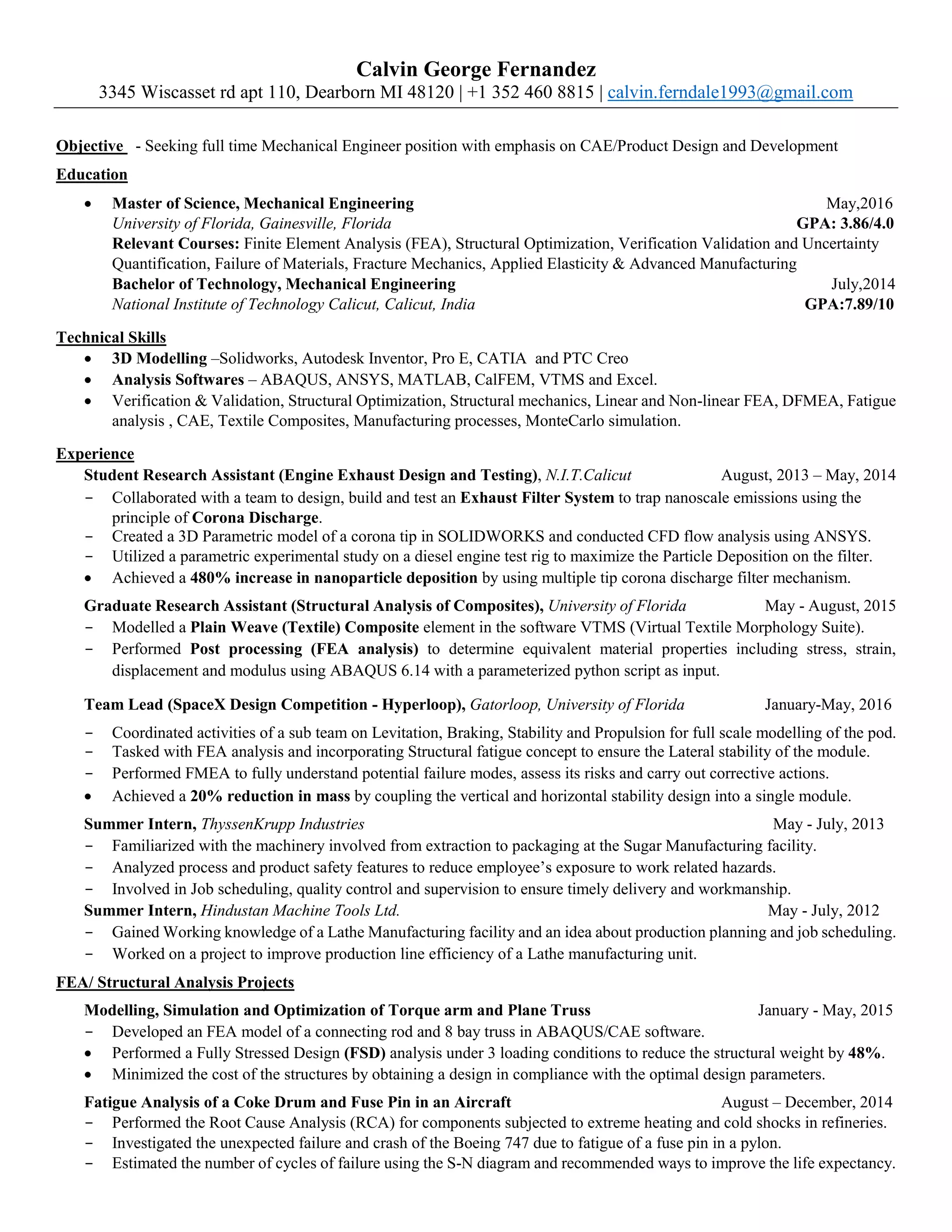 calvin resume_CAE | PDF