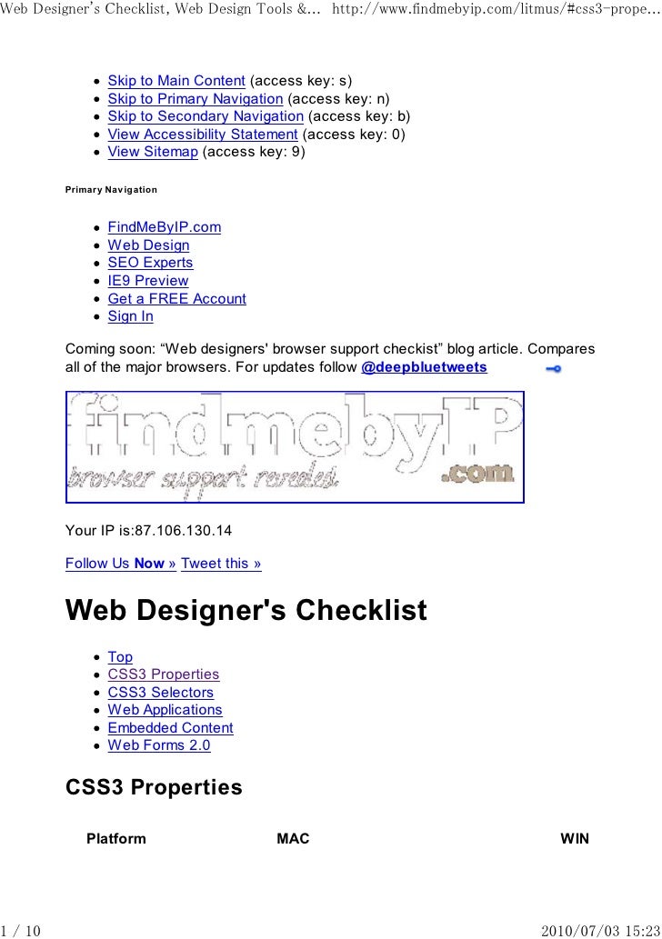 Web Designers Checklist W