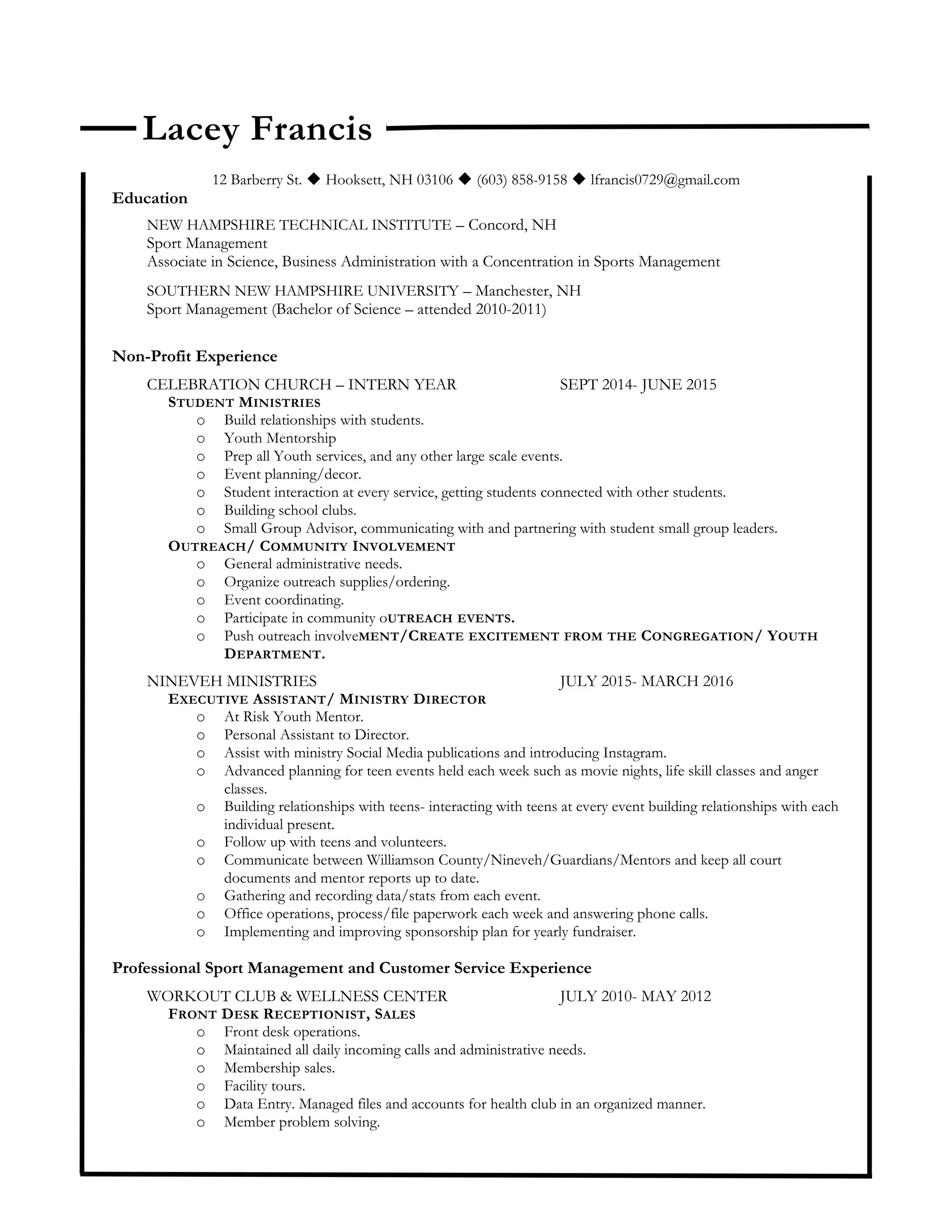 Lacey RESUME Aug 2016 | PDF