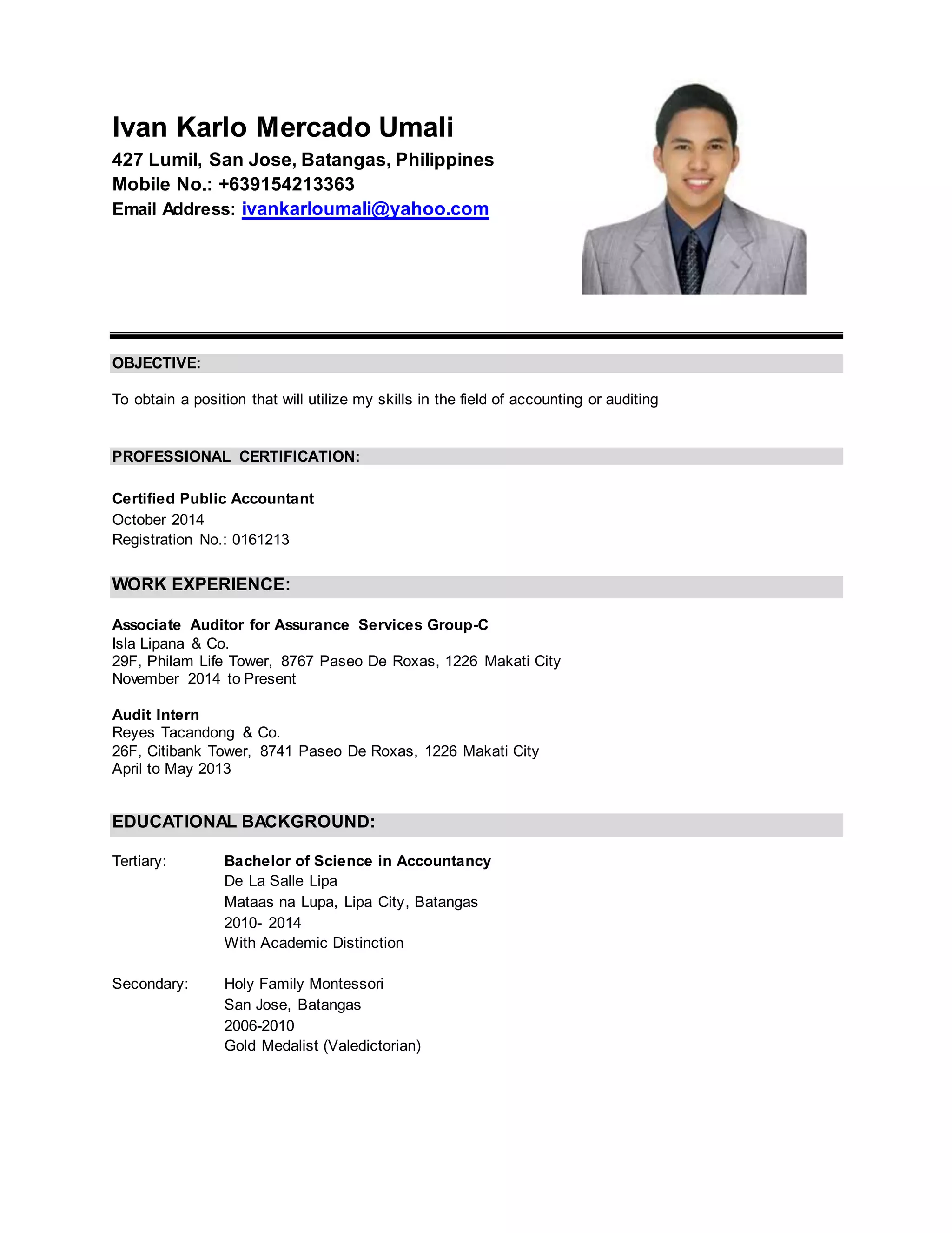 CV-Ivan Karlo Umali | PDF