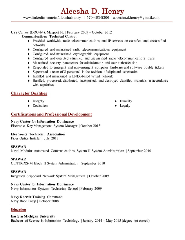 Resume 2016 Henry, Aleesha D. | DOCX