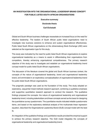 Leadership Brand Executive summary 2015 | PDF