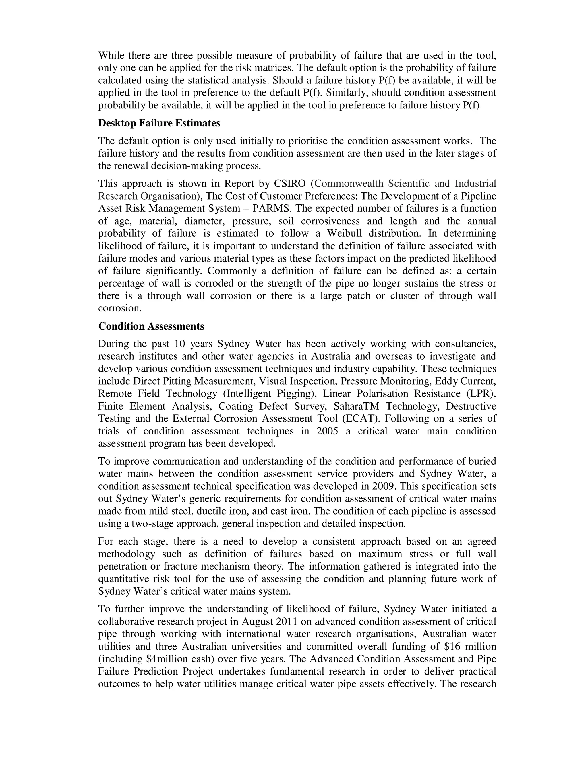 Sydney Water Critical Water Mains Strategy and Implementation LESAM2013 ...