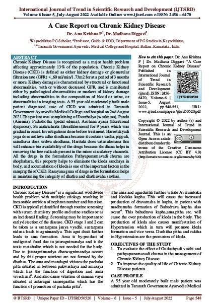 A Case Report on Chronic Kidney Disease | PDF