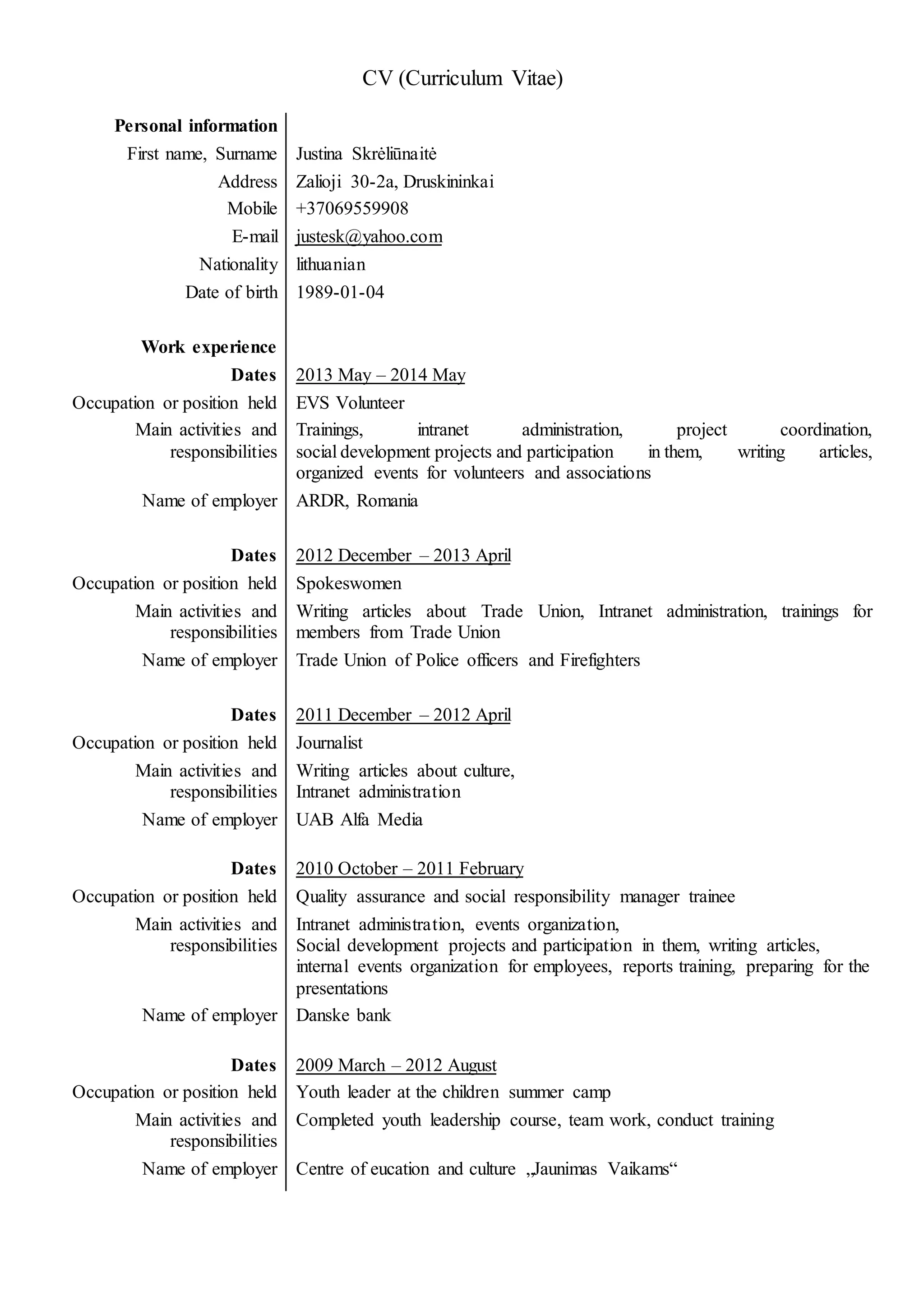 CV_eng_Justina Skreliunaite | DOC