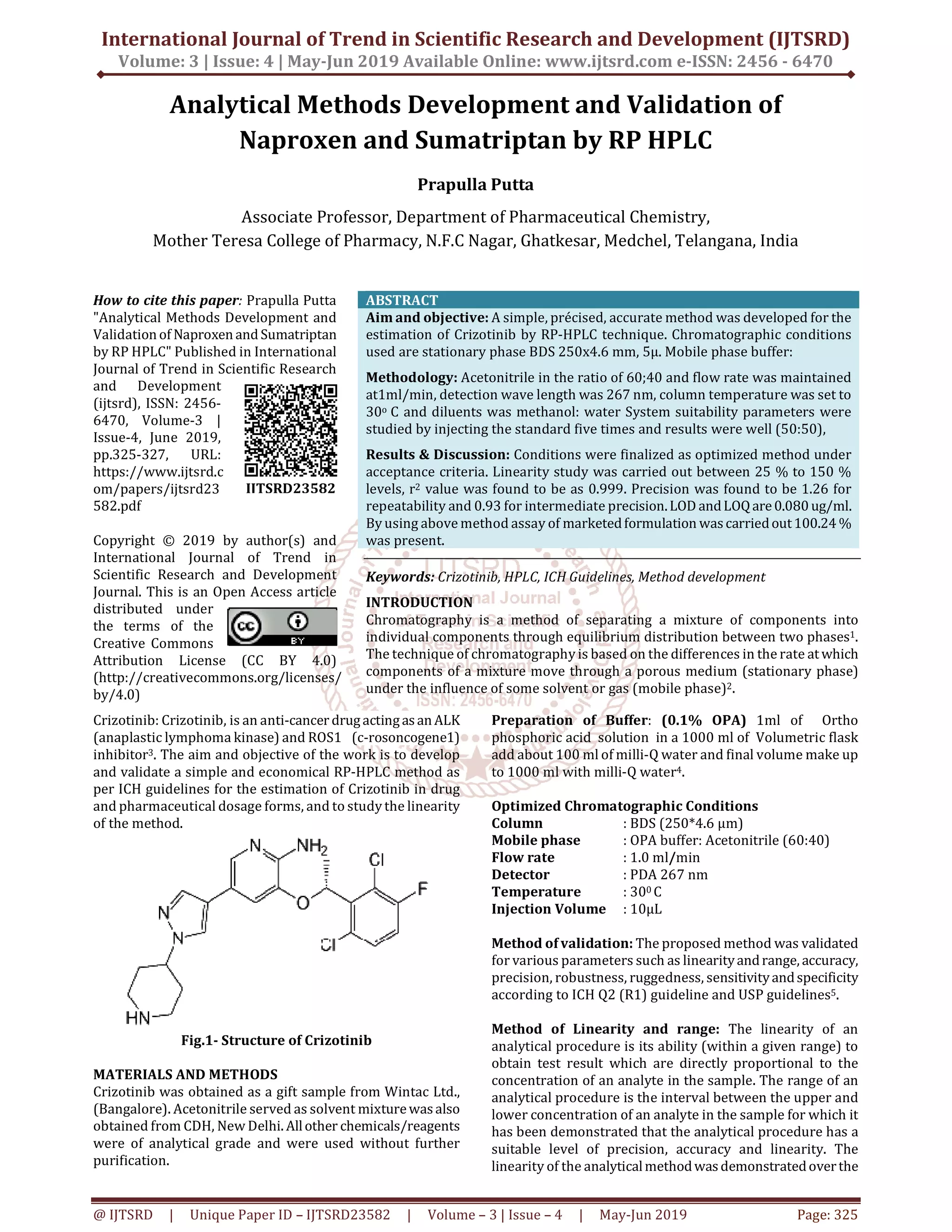 Analytical Methods Development and Validation of Naproxen and Sumatriptan by RP HPLC | PDF