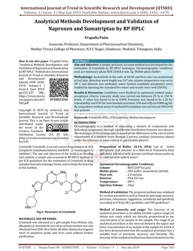 Analytical Methods Development and Validation of Naproxen and Sumatriptan by RP HPLC | PDF