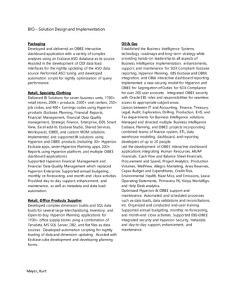 2016 BIO Kurt Mayer | DOCX | Databases | Computer Software and Applications