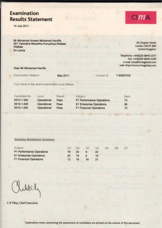 11. CIMA - Operational Certificate | PDF