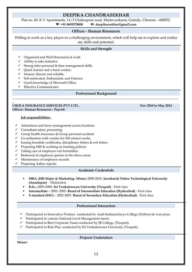 Deepika Resume_HR | PDF