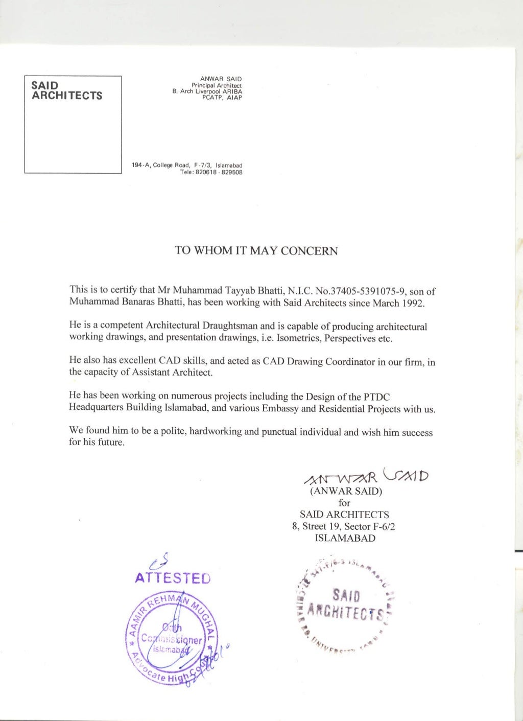 Experience certificate for architect word format - opldt