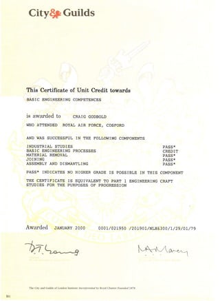 Craig Godbold City & Guilds Engineering | PDF