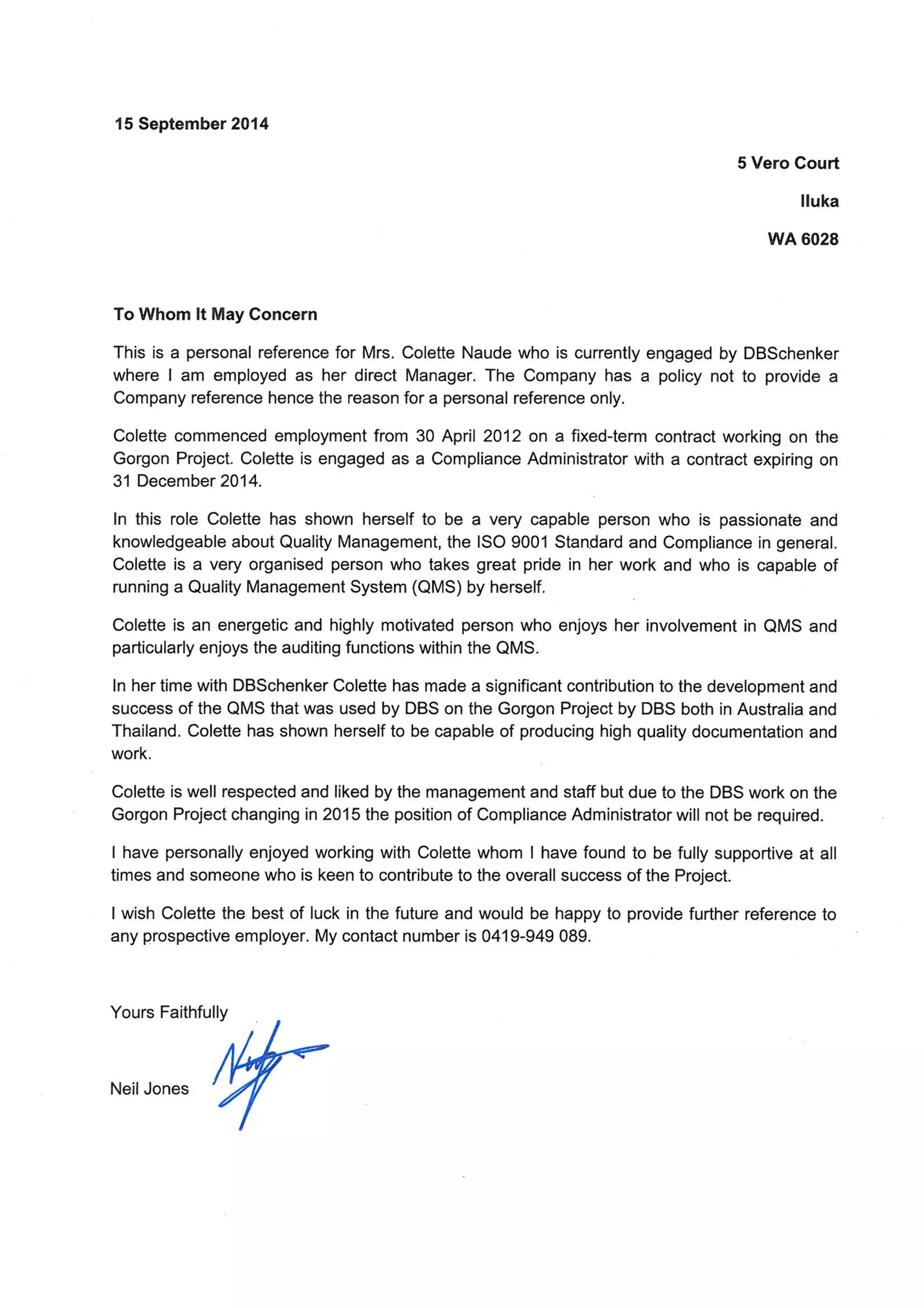 Neil Jones reference letter | PDF