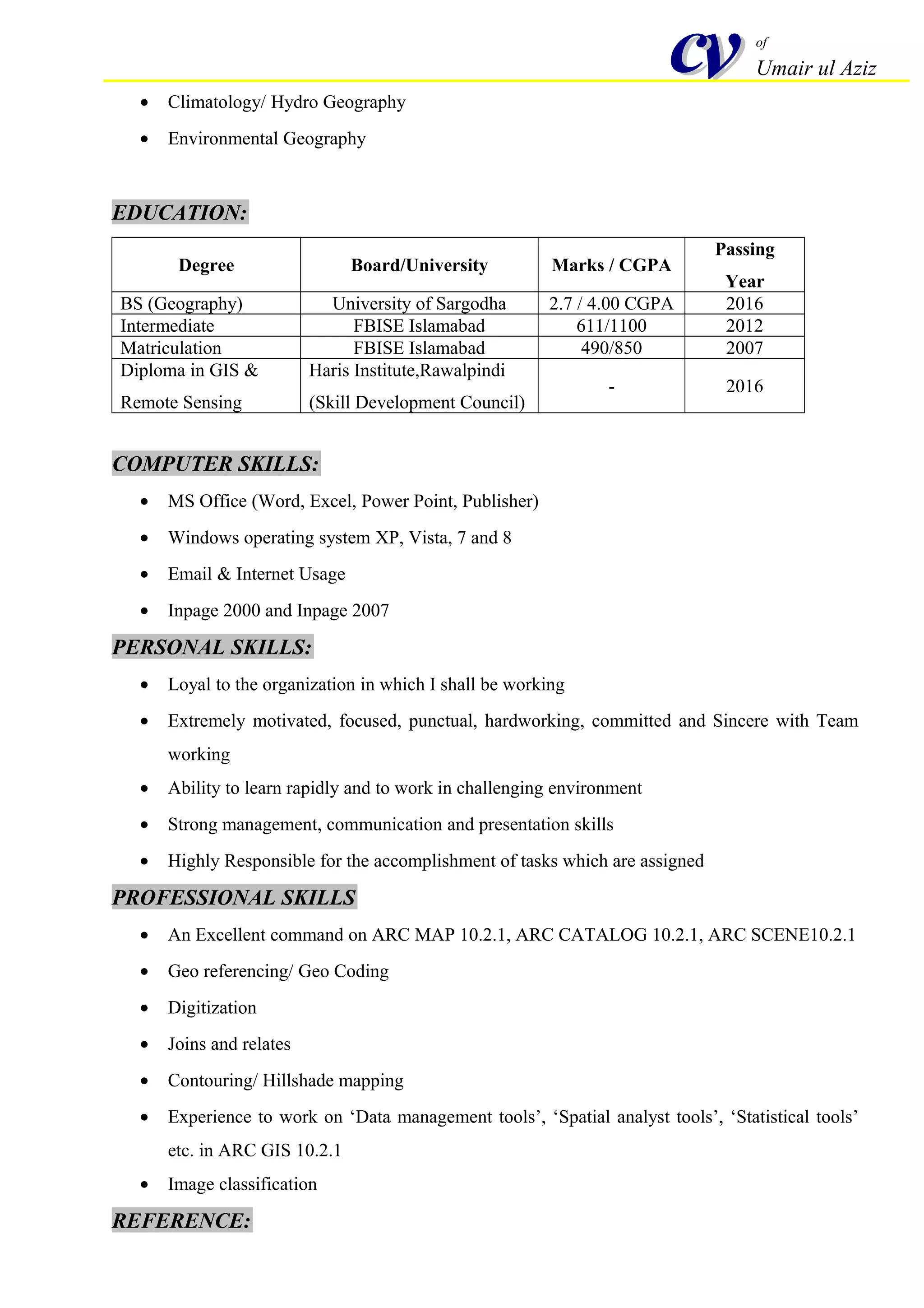 Umair's CV | DOC