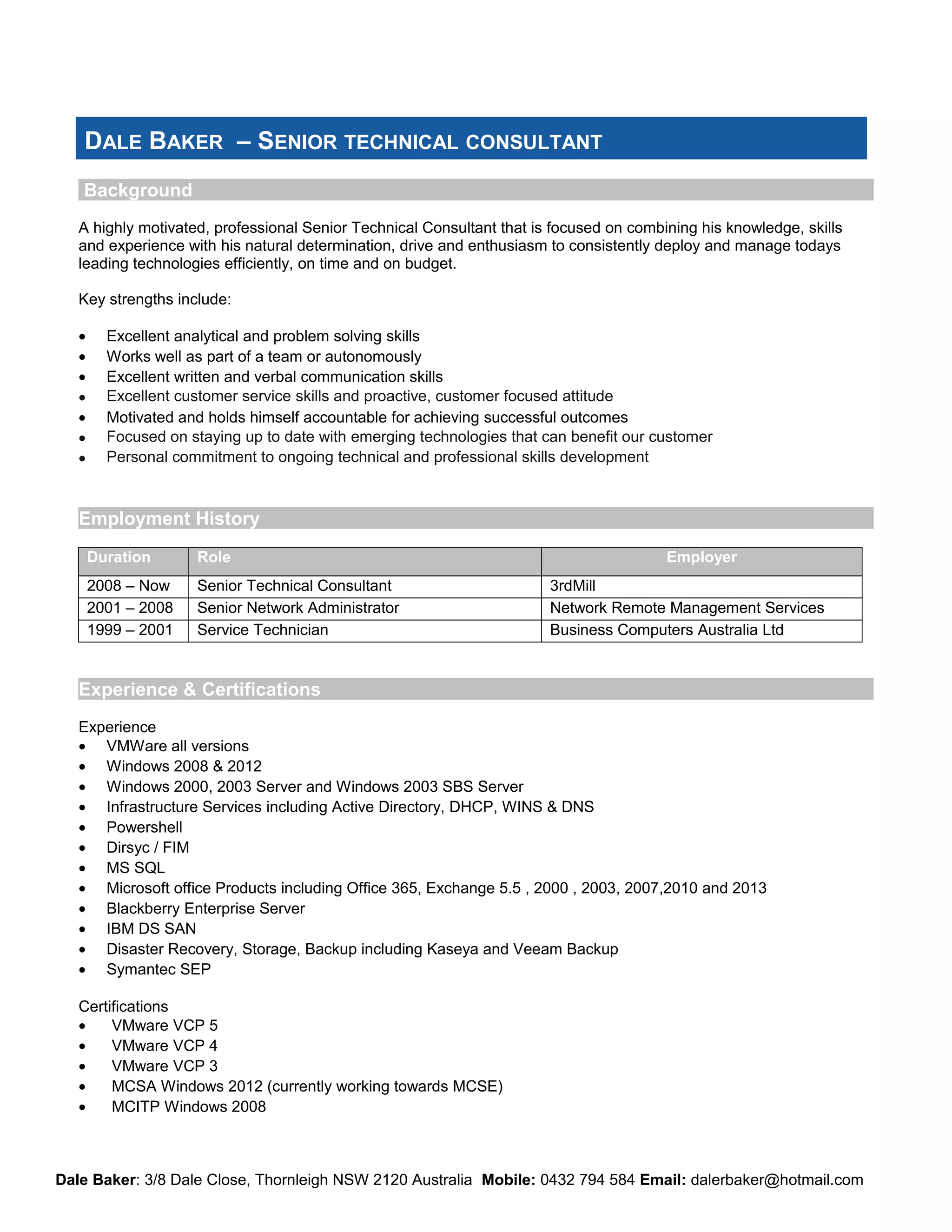 Resume_Dale Baker | DOC