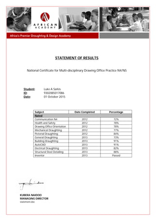 Statement Of Results - Multi-Disciplinary Drawing Office Practice | PDF