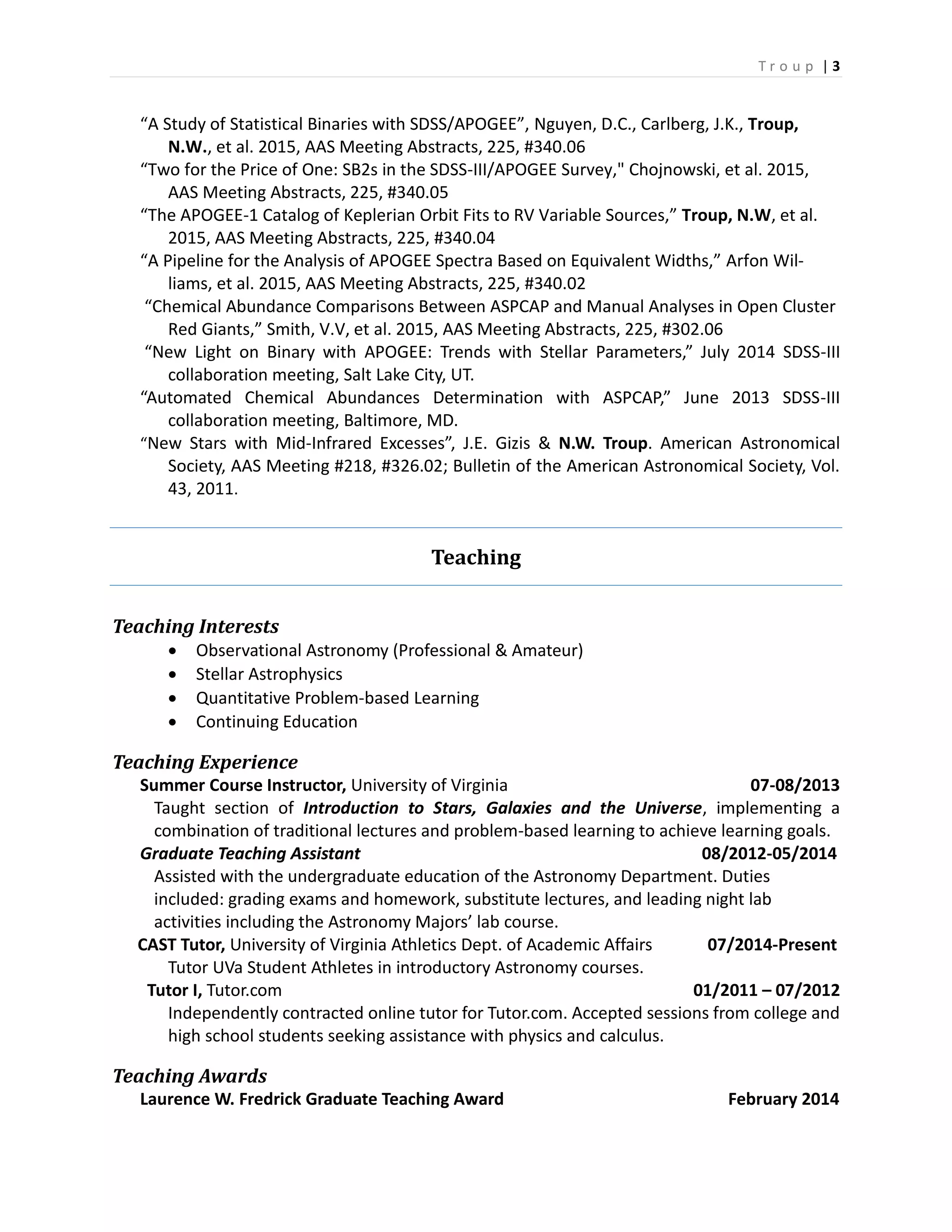 Nicholas William Troup Curriculum Vitae | PDF | Free Download