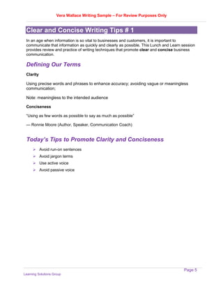 VW Writing Sample Clr_Concise Writing | PDF